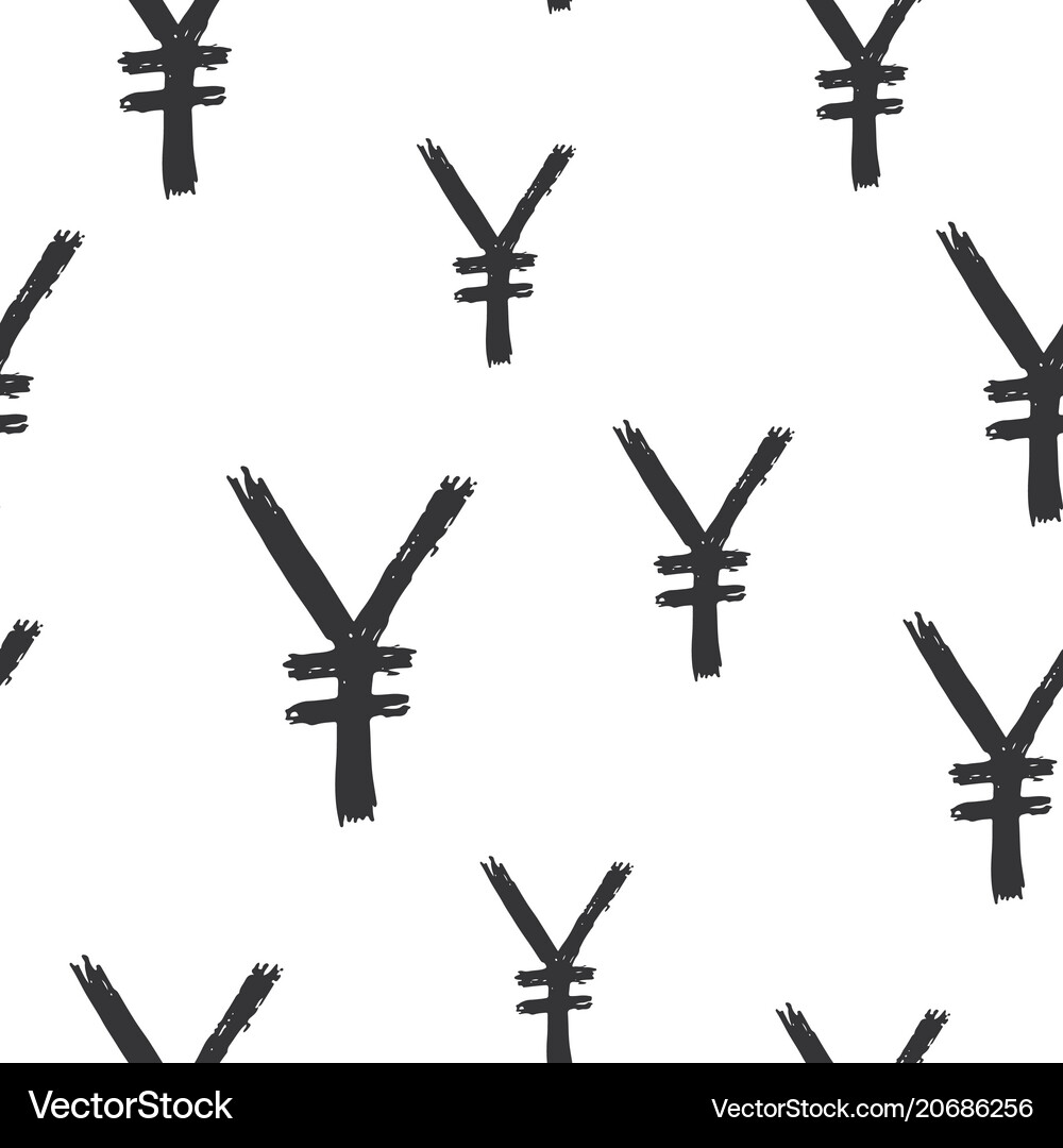 Yen sign icon brush lettering seamless pattern Vector Image