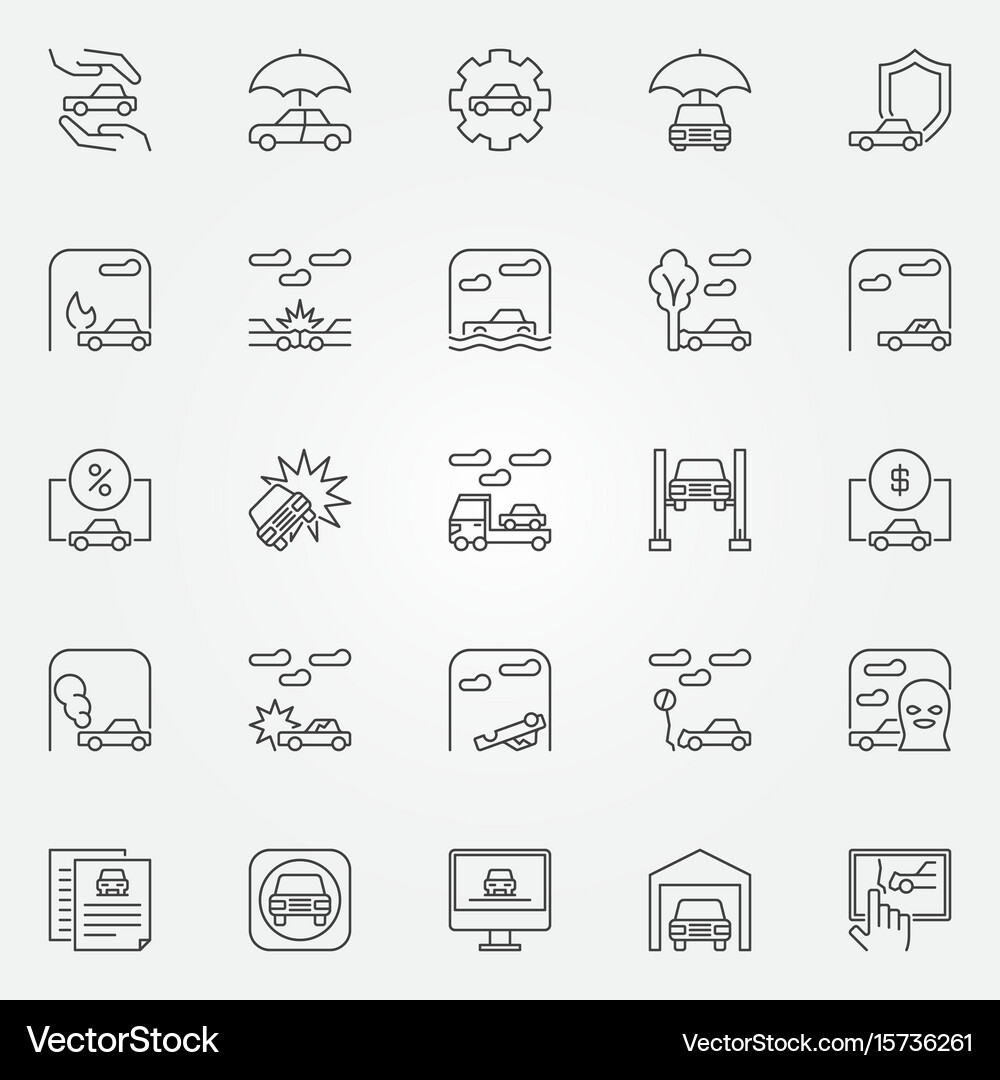 Car insurance icons set Royalty Free Vector Image