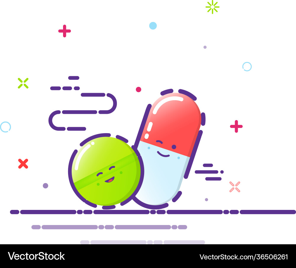 Cartoon medicine characters pills image Royalty Free Vector