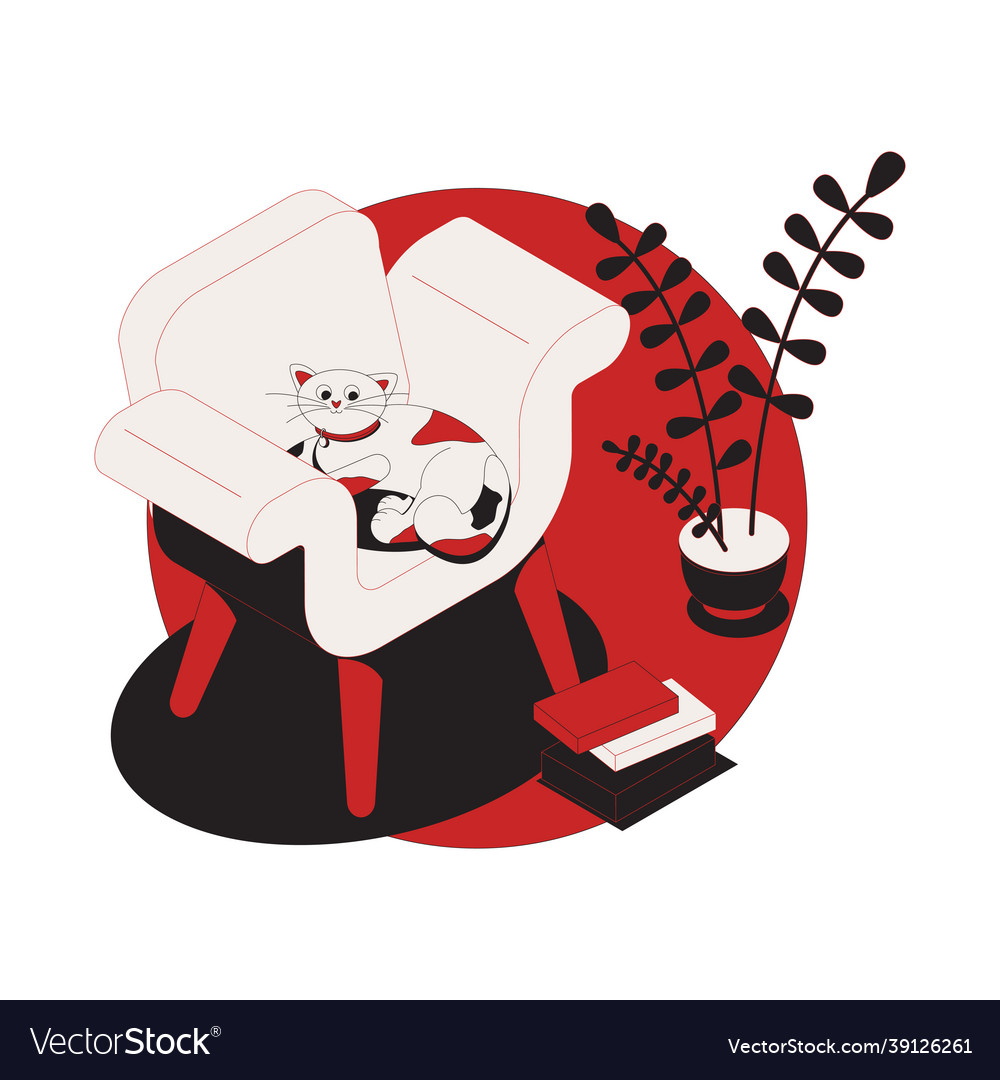 Cat isometric composition Royalty Free Vector Image