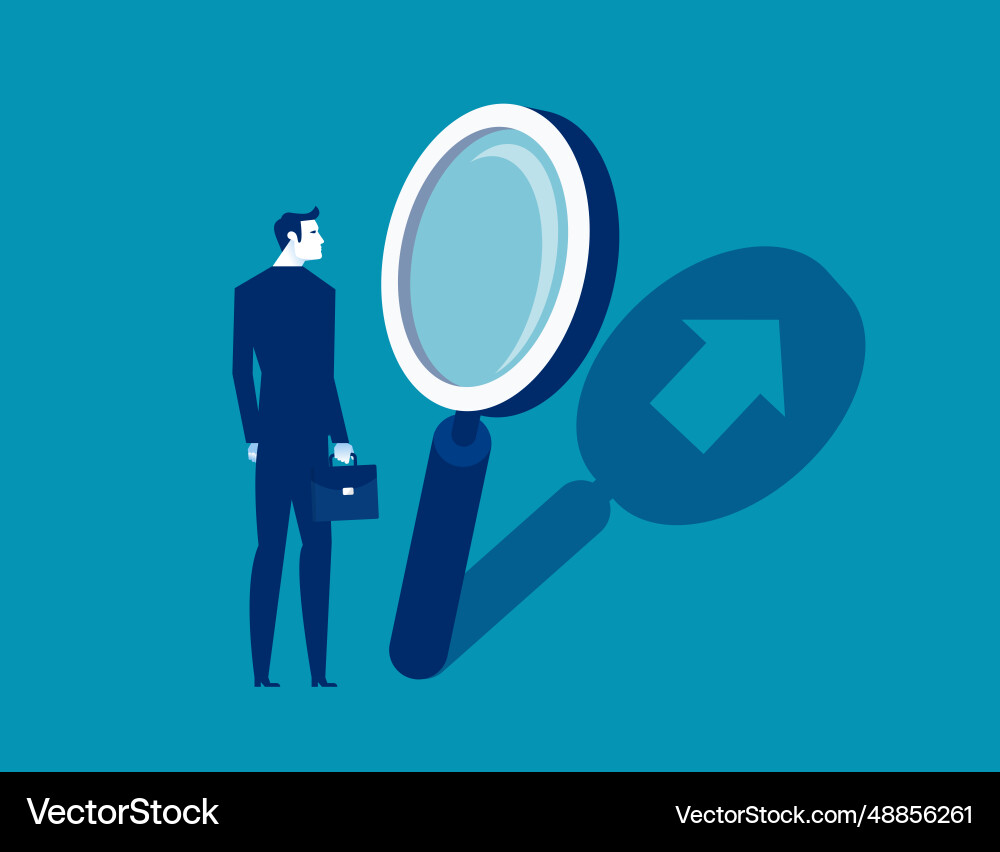 Doing research with a magnifying glass business Vector Image