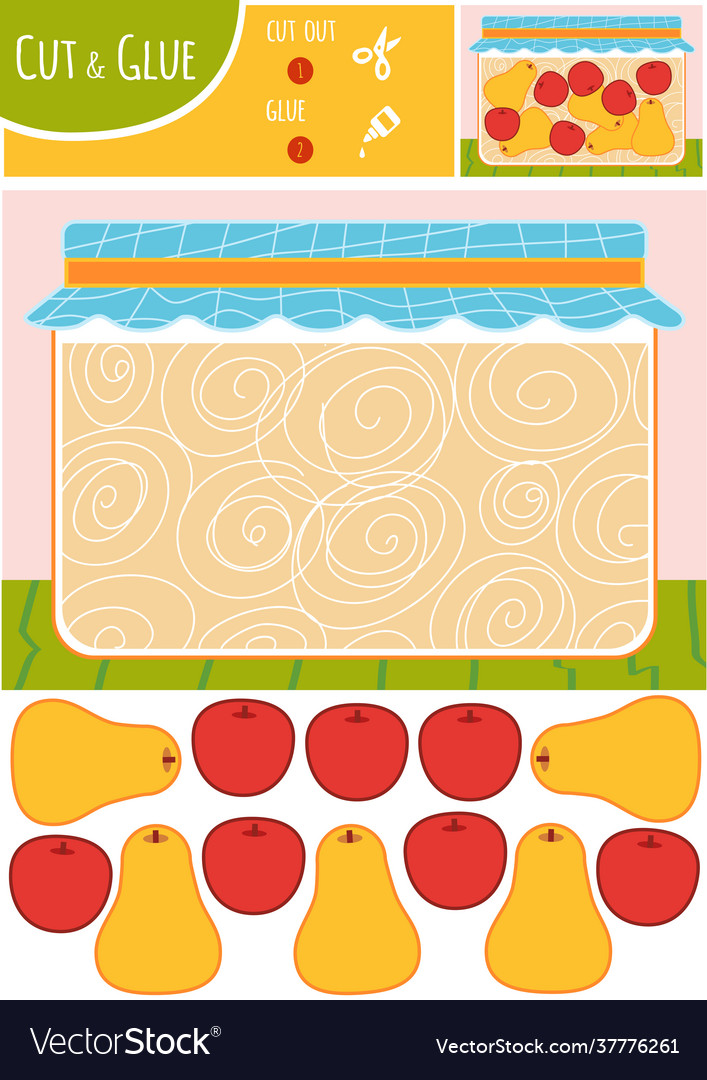Education paper game for children apples Vector Image