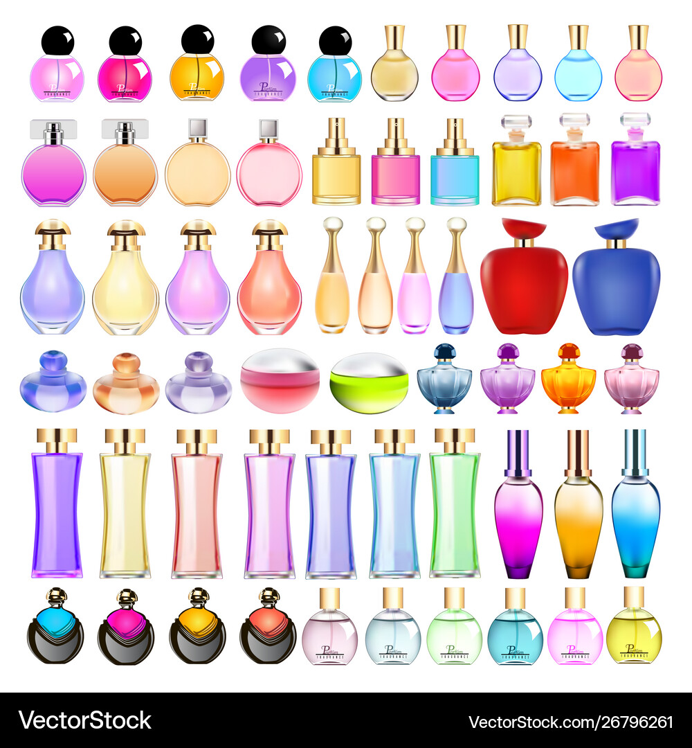 Elegant Perfume Bottle Collection Royalty Free Vector Image