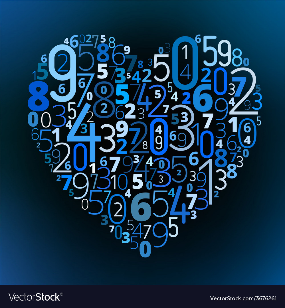 Heart font from numbers Royalty Free Vector Image