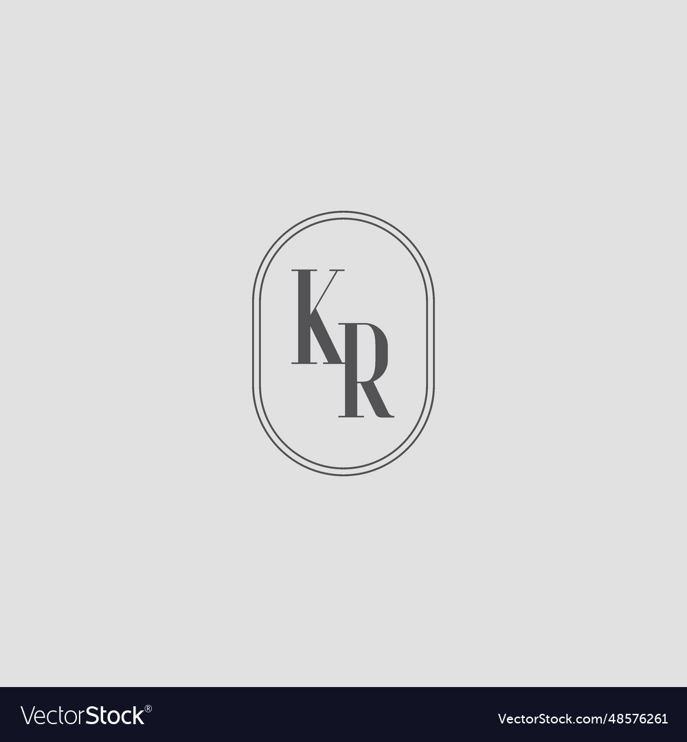 Initial kr wedding monogram logo design Royalty Free Vector
