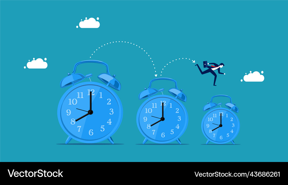 Less time businessmen run on a shrinking watch Vector Image