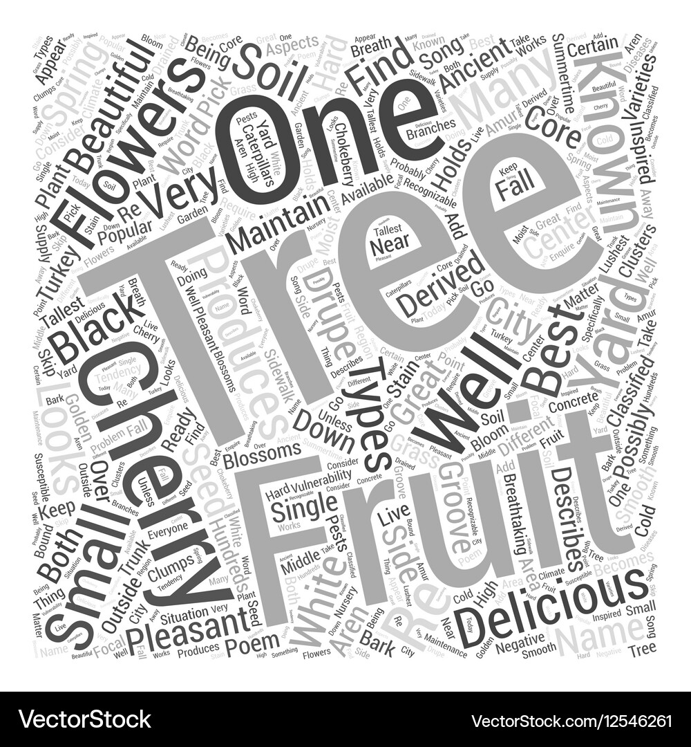 Many types of cherry trees word cloud concept Vector Image