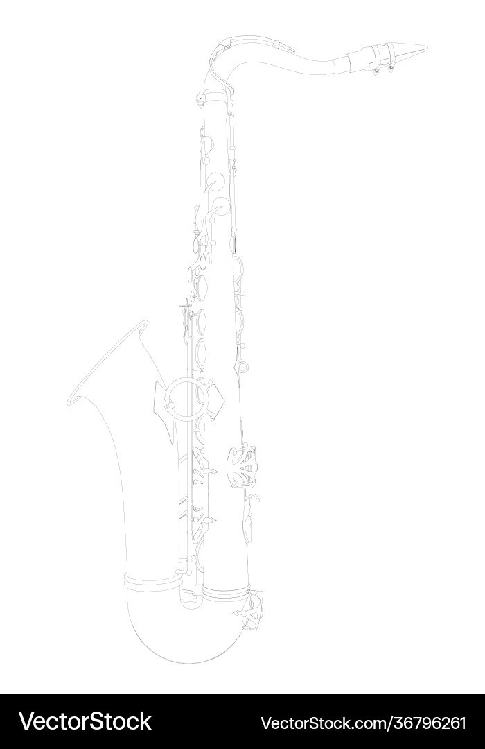 Outline detailed saxophone isolated on white Vector Image