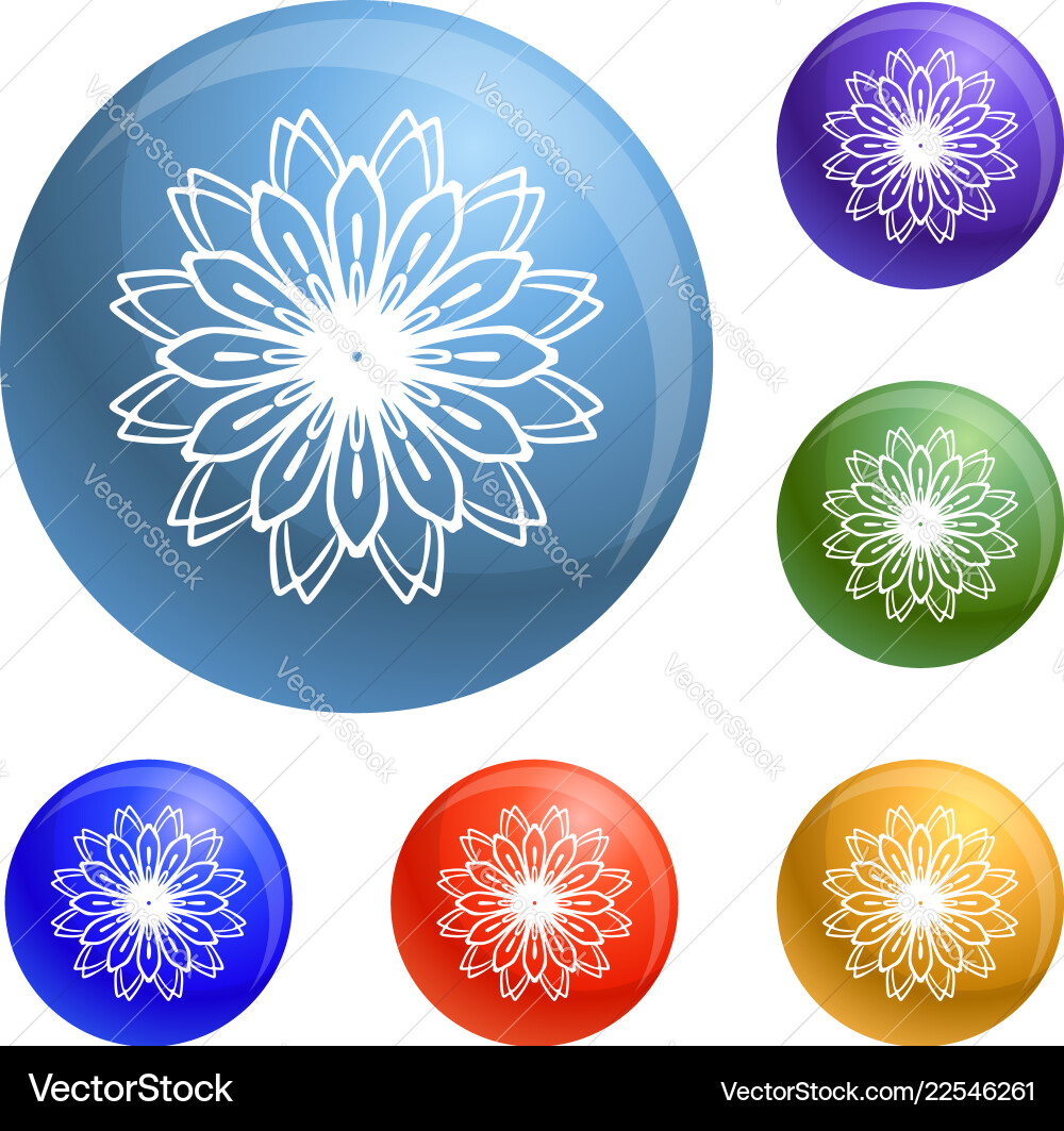 Petal flower icons set Royalty Free Vector Image
