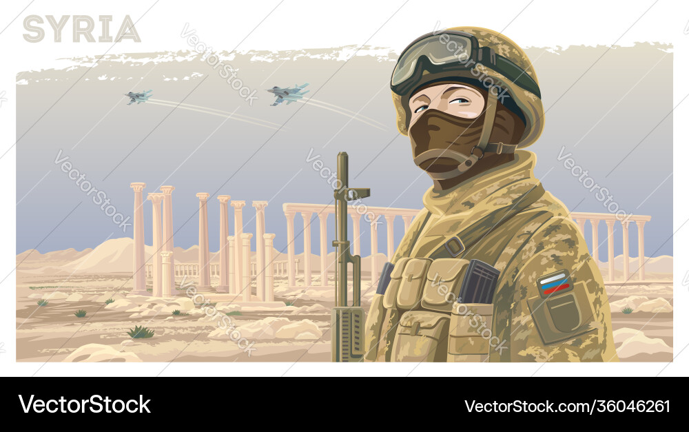 Russian special forces soldier and kalashnikov Vector Image