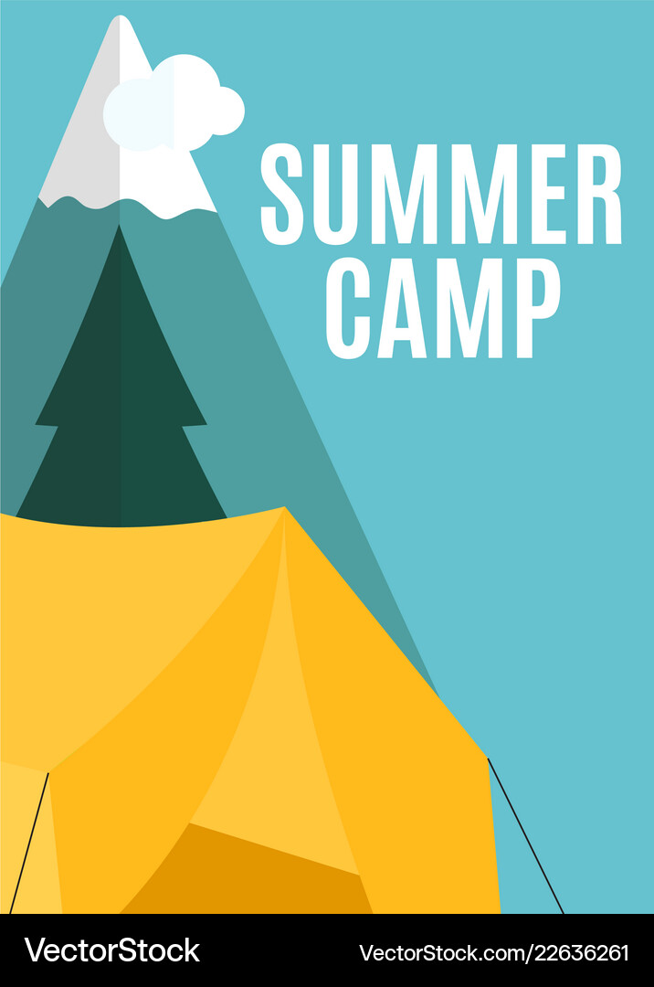 Summer camping nature background in modern flat Vector Image