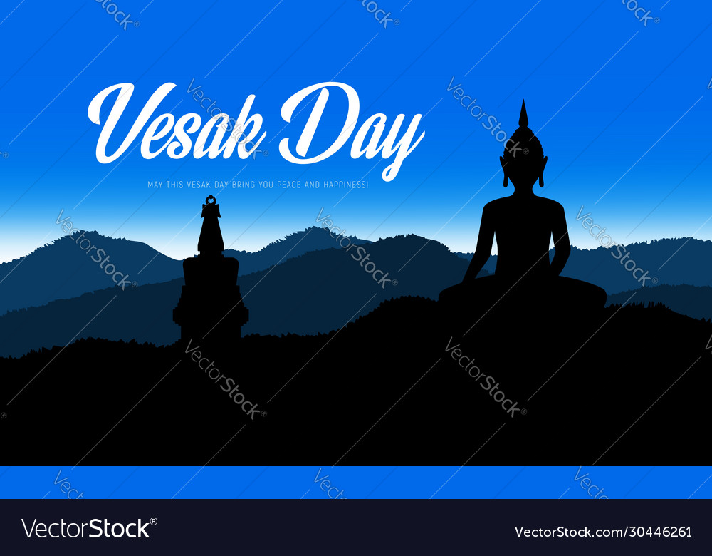 Vesak day holiday buddhism religion buddha statue Vector Image