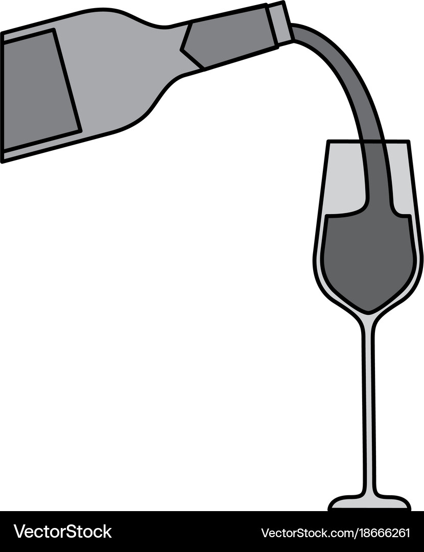 Wine pouring from bottle in glass Royalty Free Vector Image