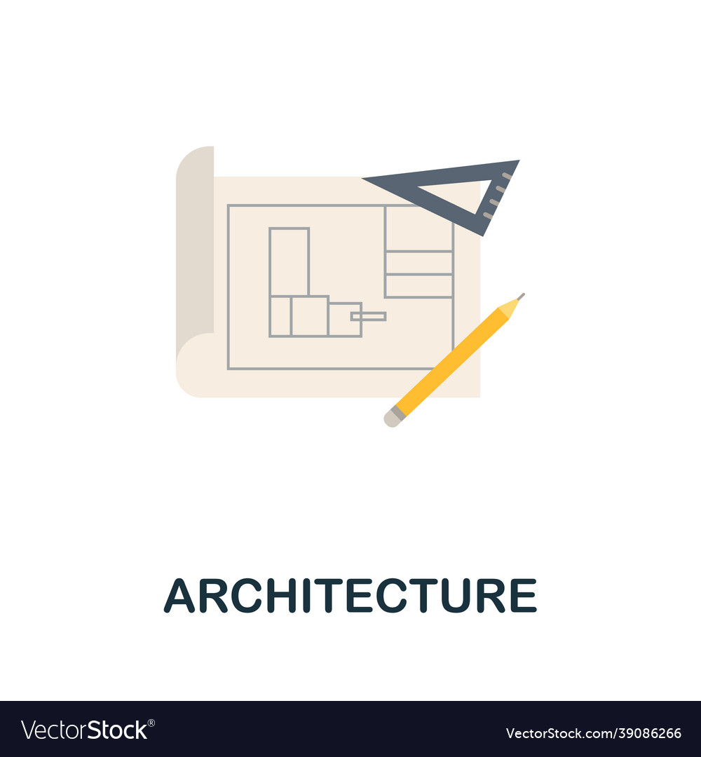 Architecture flat icon colored sign from machine Vector Image
