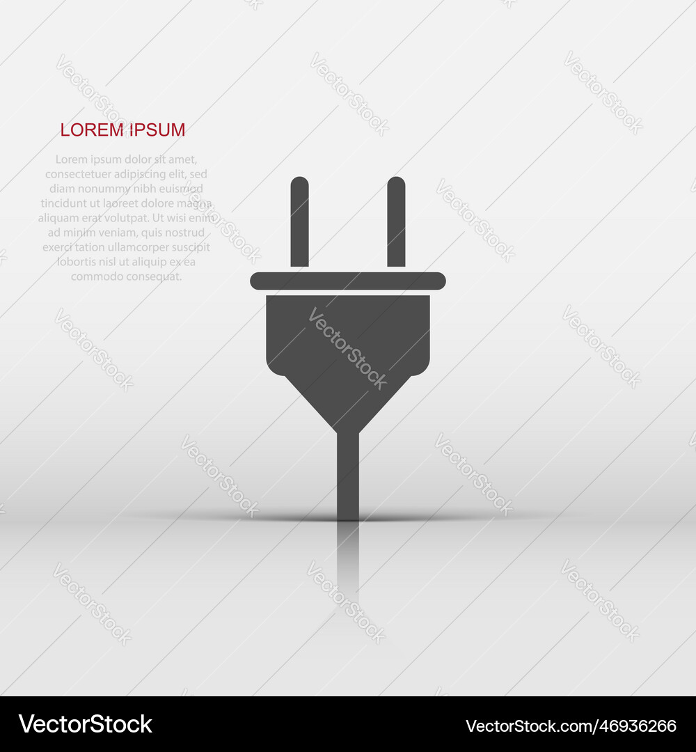 Electric plug icon in flat style power wire cable Vector Image