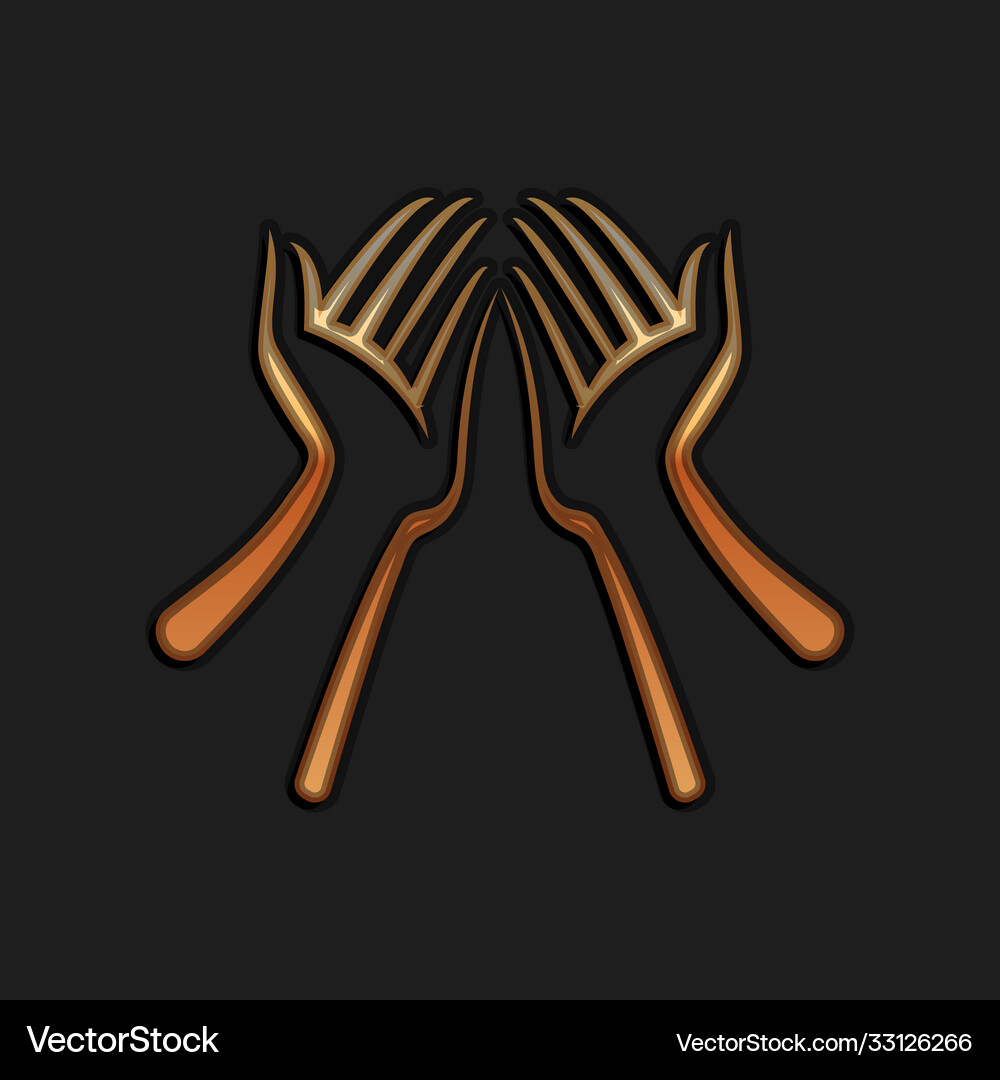 Gold hands icon isolated on black background long Vector Image