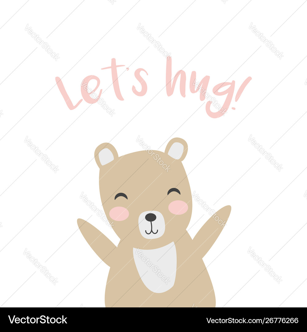 Isolated cute hand-drawn brown babear postcard Vector Image