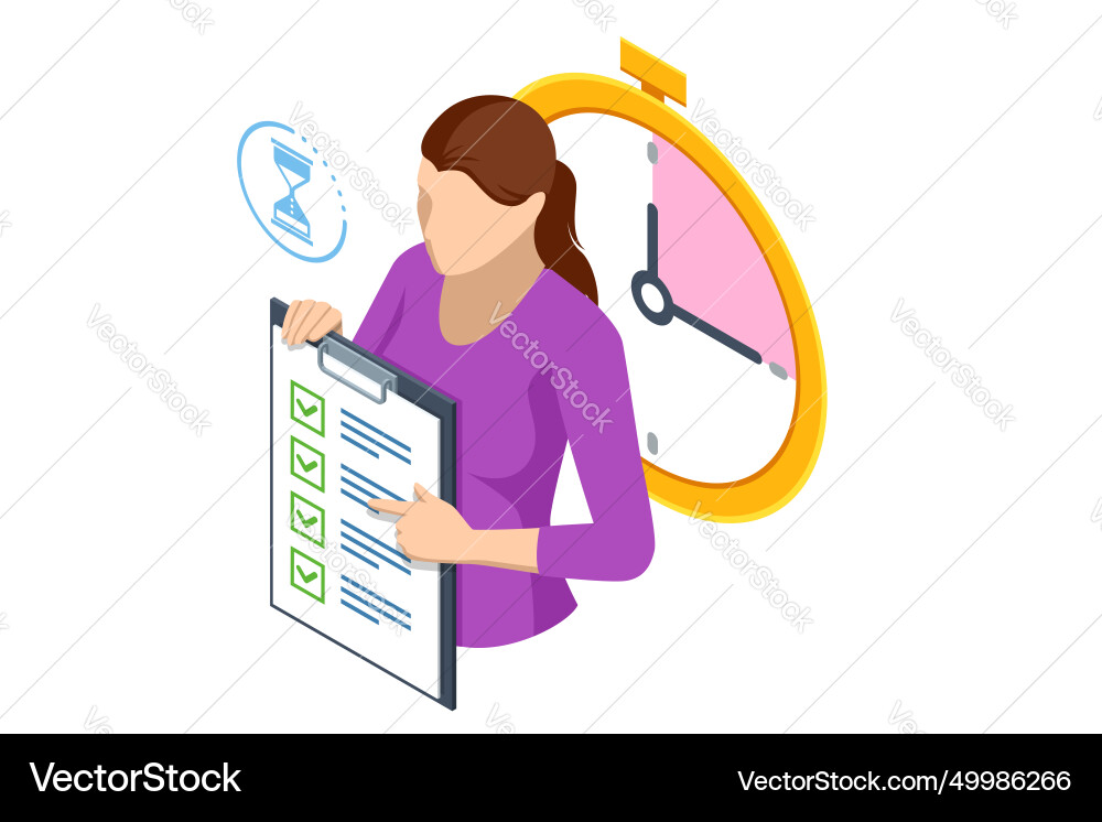 Isometric reminder concept business planning Vector Image