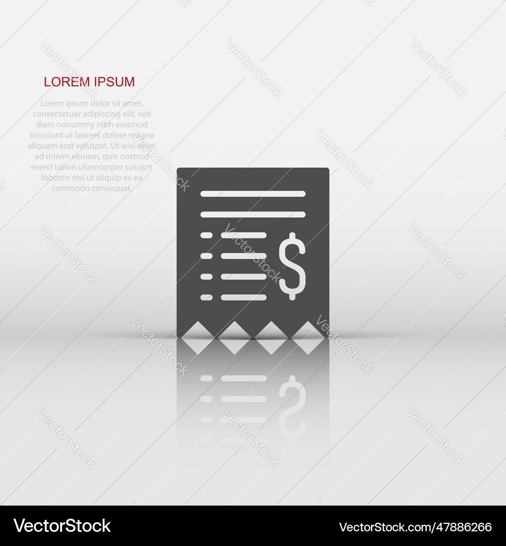 Money check icon in flat style checkbook on white Vector Image