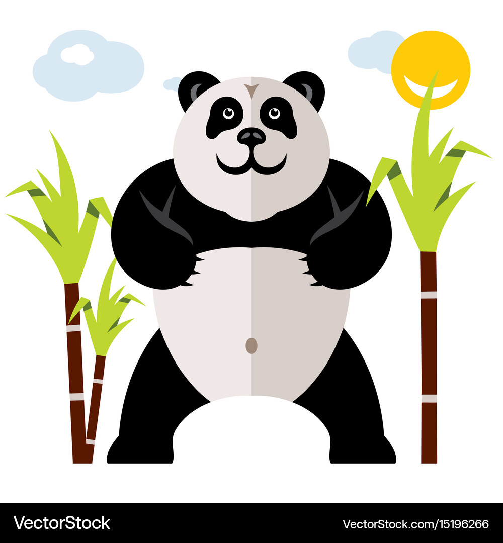 Panda and bamboo flat style colorful Royalty Free Vector