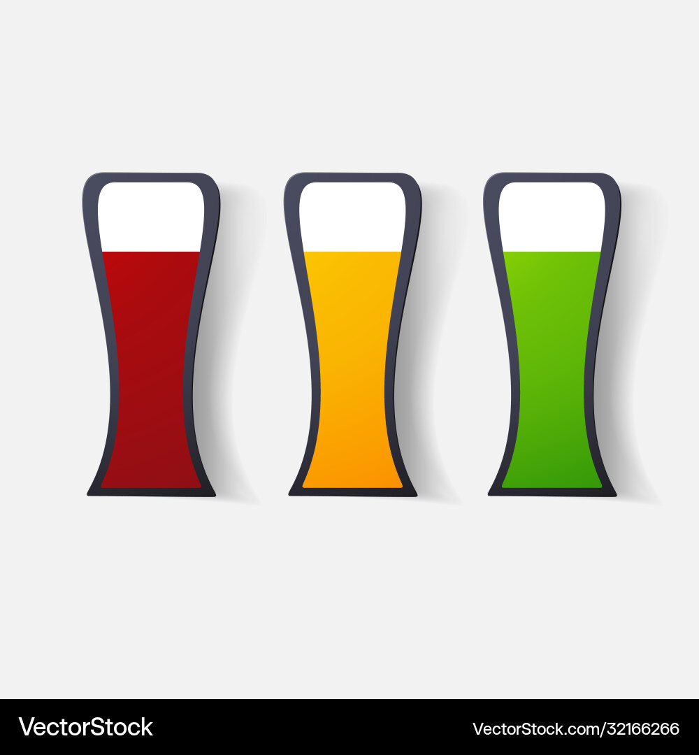 Paper clipped sticker glass with liquid Royalty Free Vector