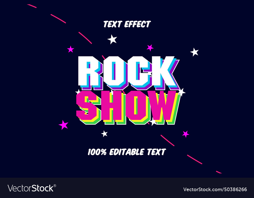 Rock show editable text effect Royalty Free Vector Image