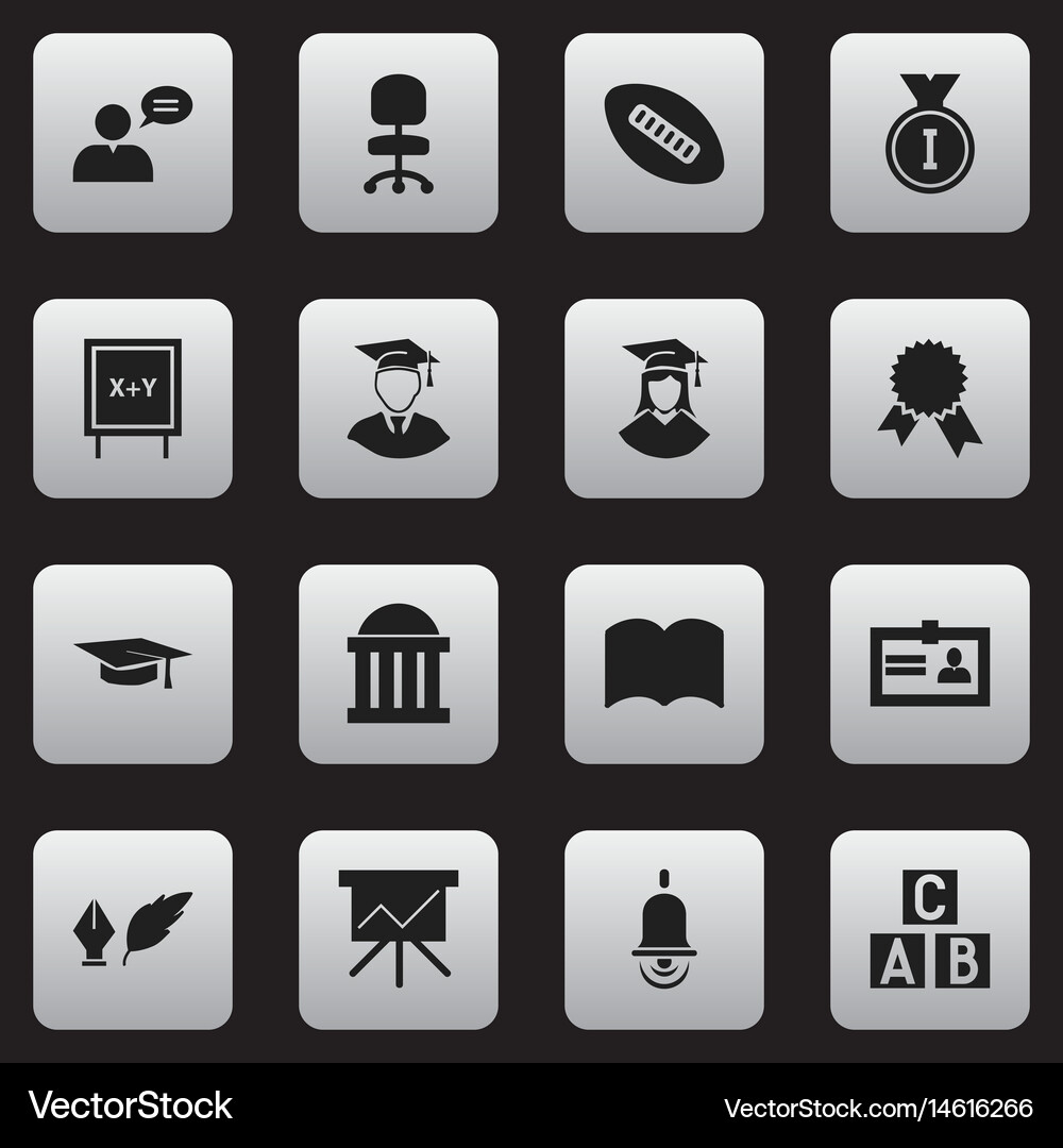 Set of 16 editable university icons includes Vector Image