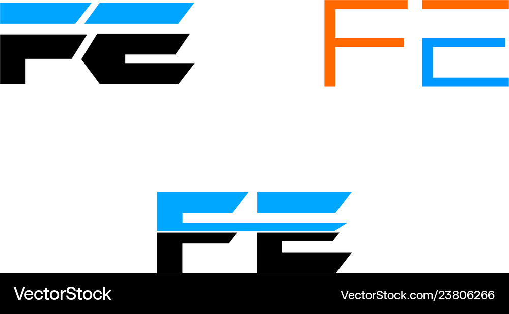 Set of initial letter fe logo template design Vector Image