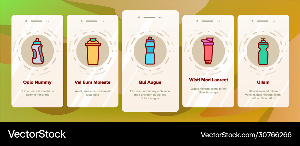 Sport shaker tool onboarding icons set Royalty Free Vector