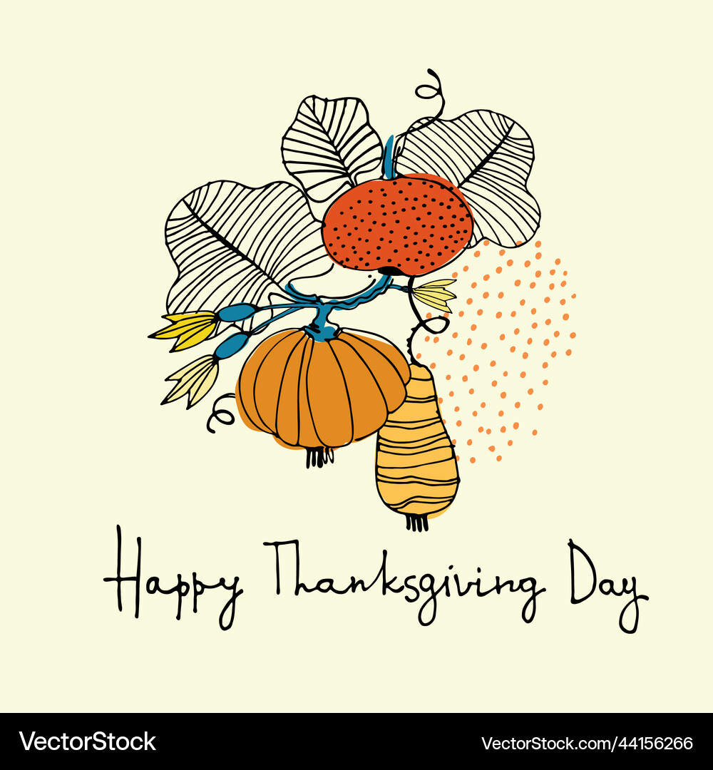 Thanksgiving day greeting card hand drawn Vector Image
