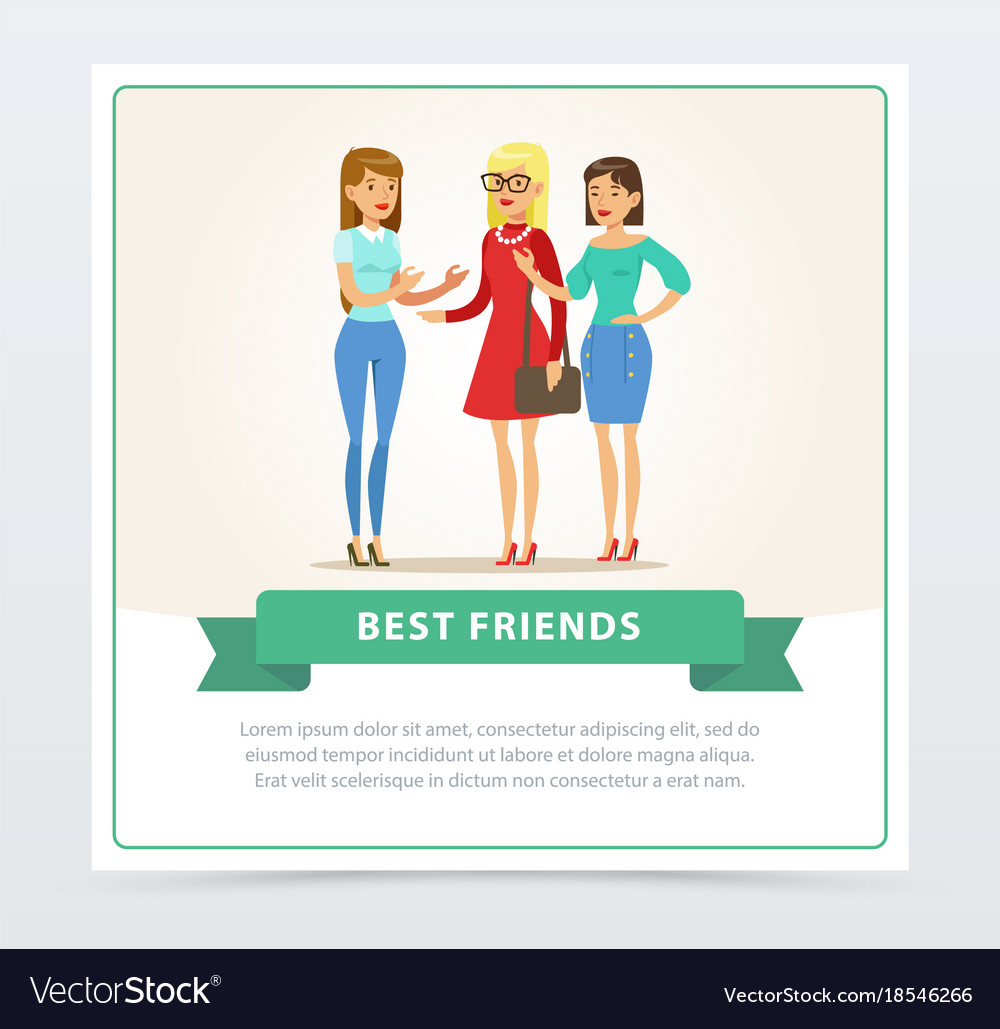 Three Happy Female Friends Talking Best Royalty Free Vector