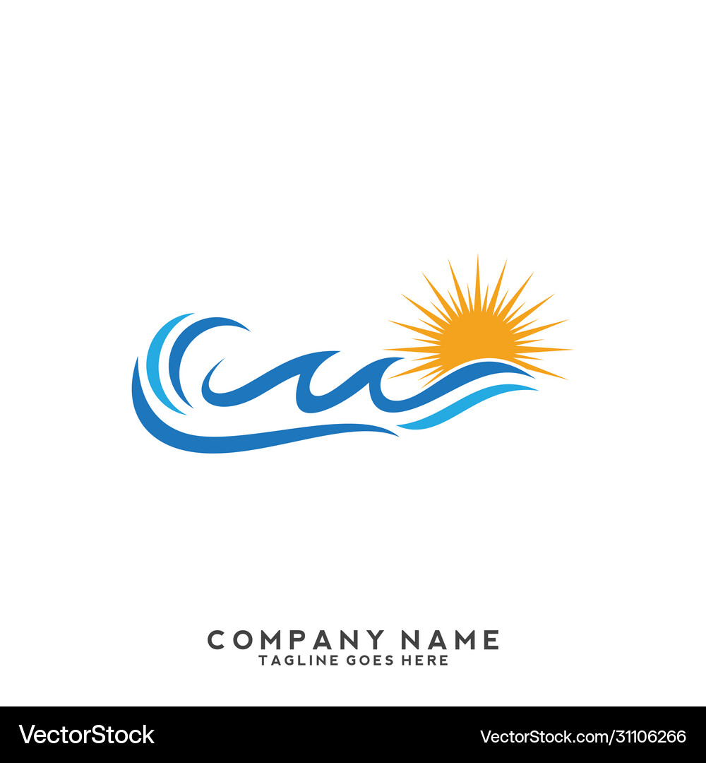 Water wave symbol and icon logo template Vector Image