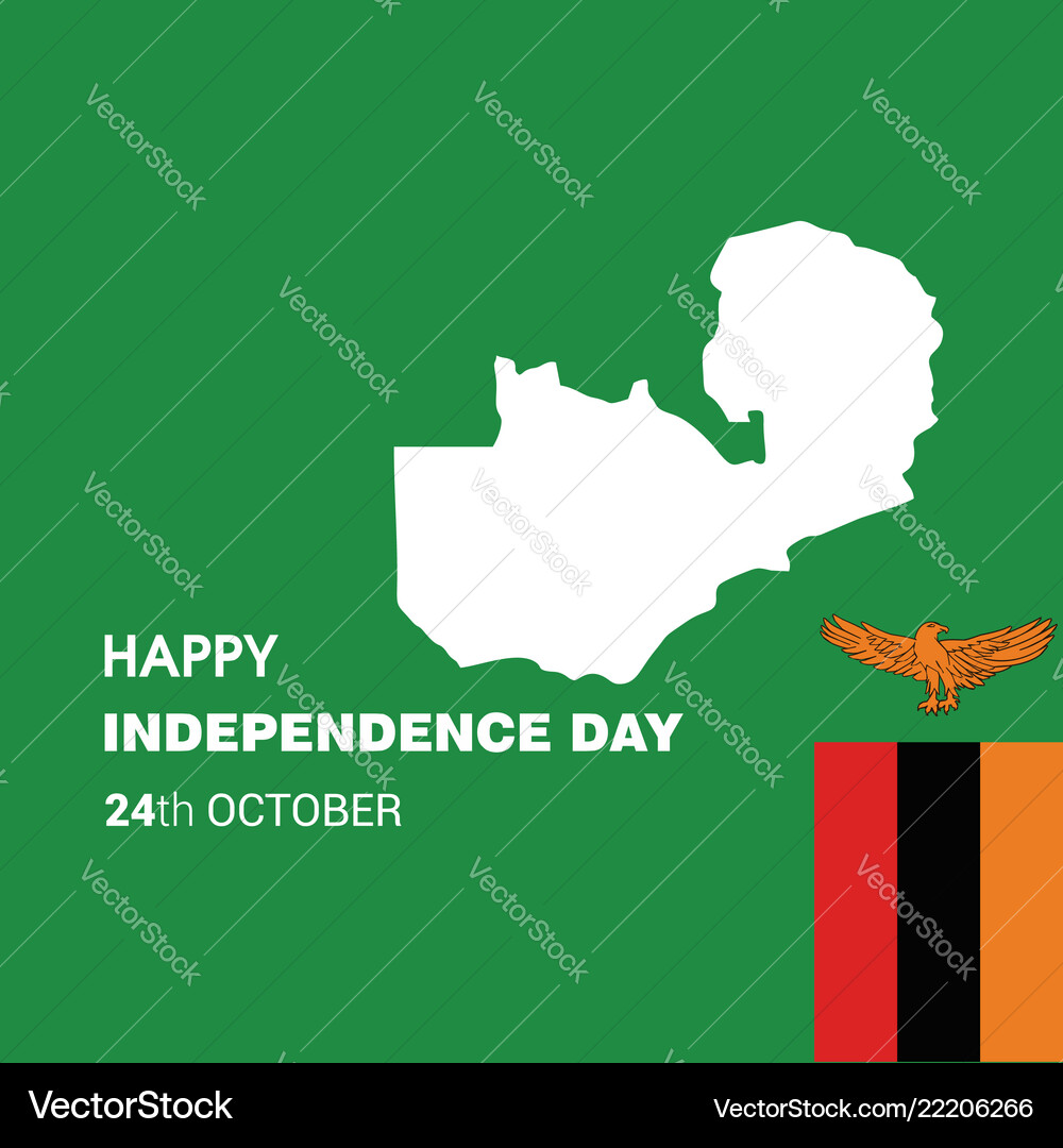 Zambia independence day design card Royalty Free Vector