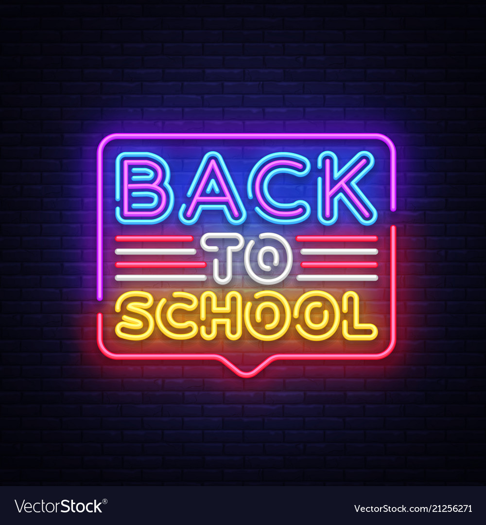 Back to school greeting card design template neon Vector Image