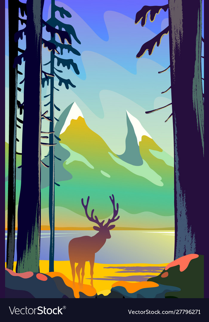 Beautiful spring landscape flat design concept Vector Image