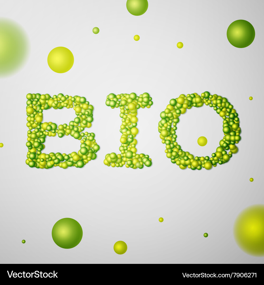 Bio word consisting of colored 3d particles Vector Image
