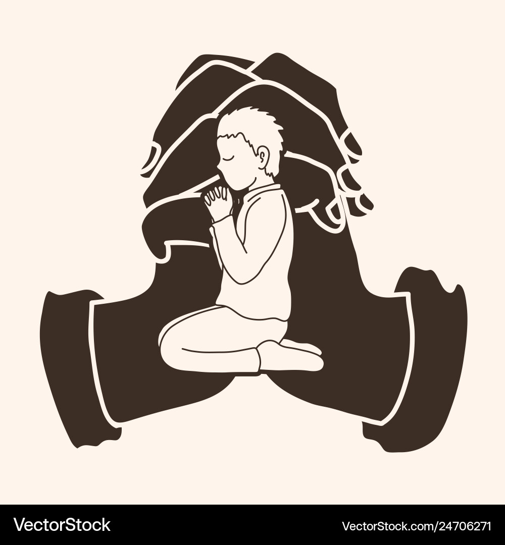 Boy prayer christian praying graphic Royalty Free Vector