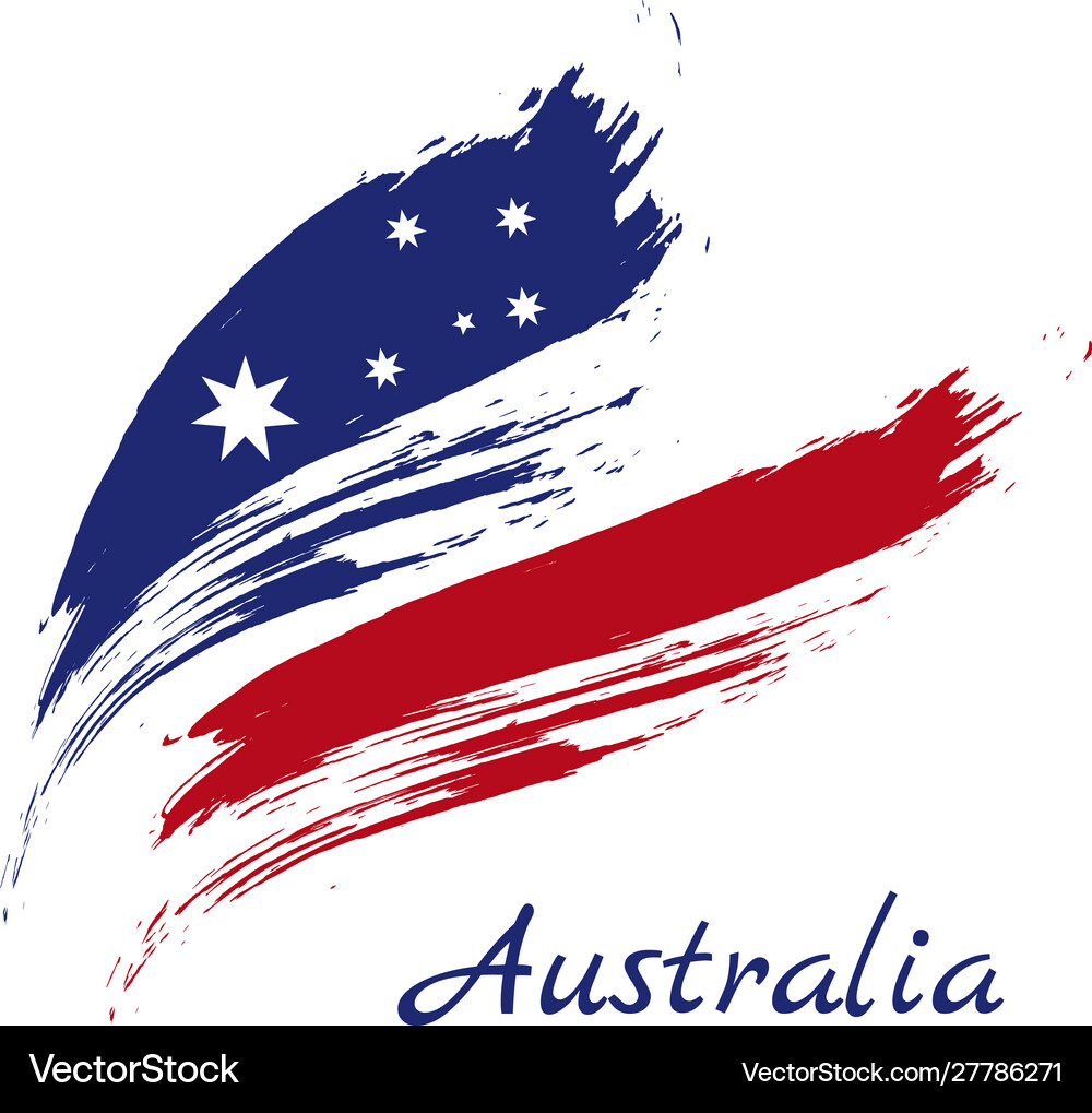 Brush painted australia flag hand drawn style Vector Image