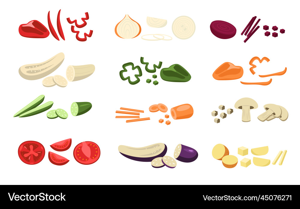 Chopped vegetables sliced organic natural Vector Image