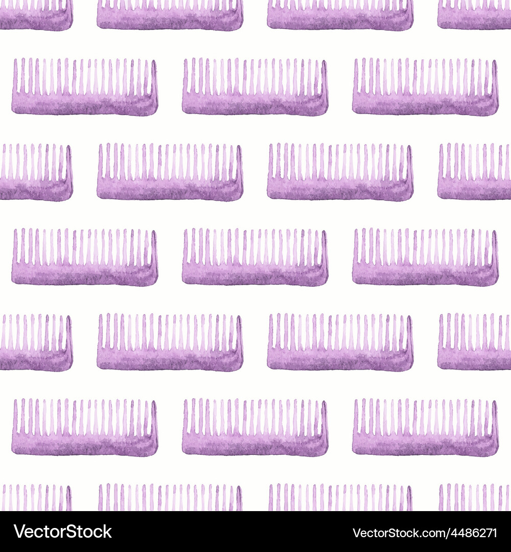 Comb or hair brush seamless watercolor pattern Vector Image