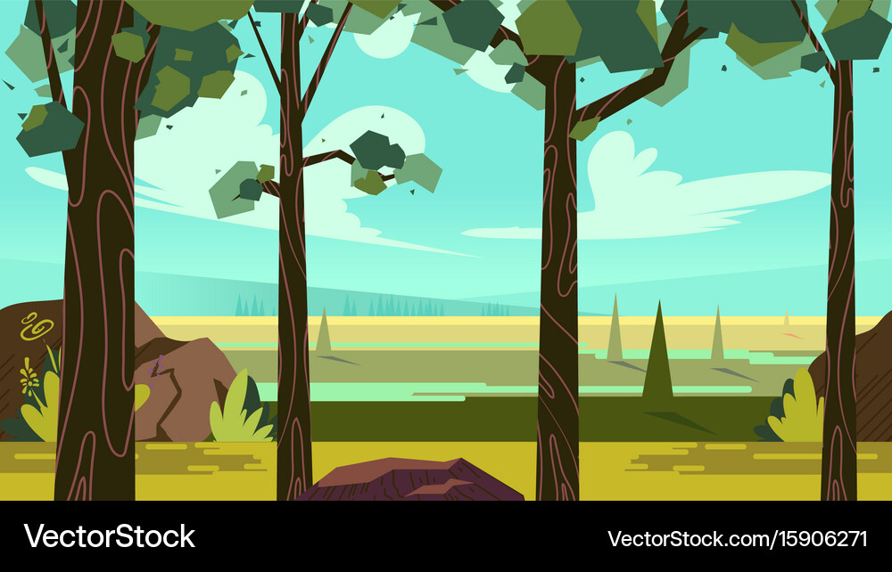 Cute cartoon seamless landscape with separated Vector Image