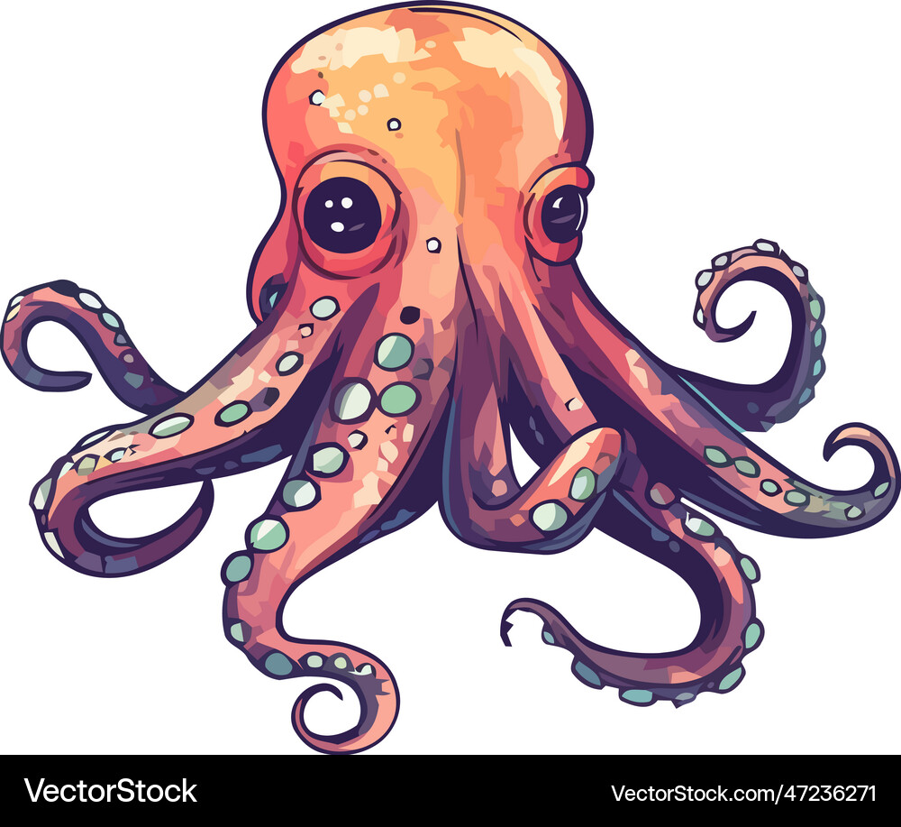 Cute octopus cartoon swimming isolated Royalty Free Vector