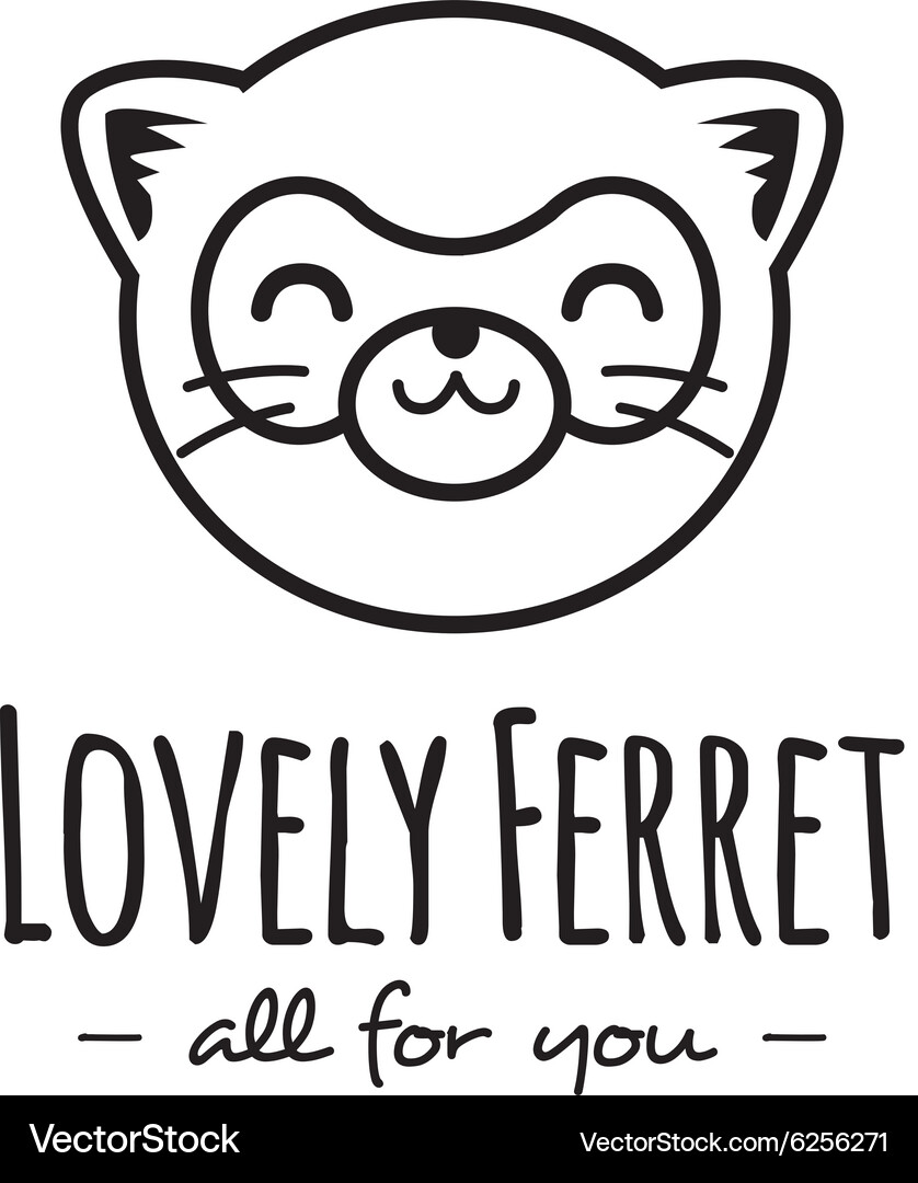 Funny cartoon polecat head logo line stle Vector Image