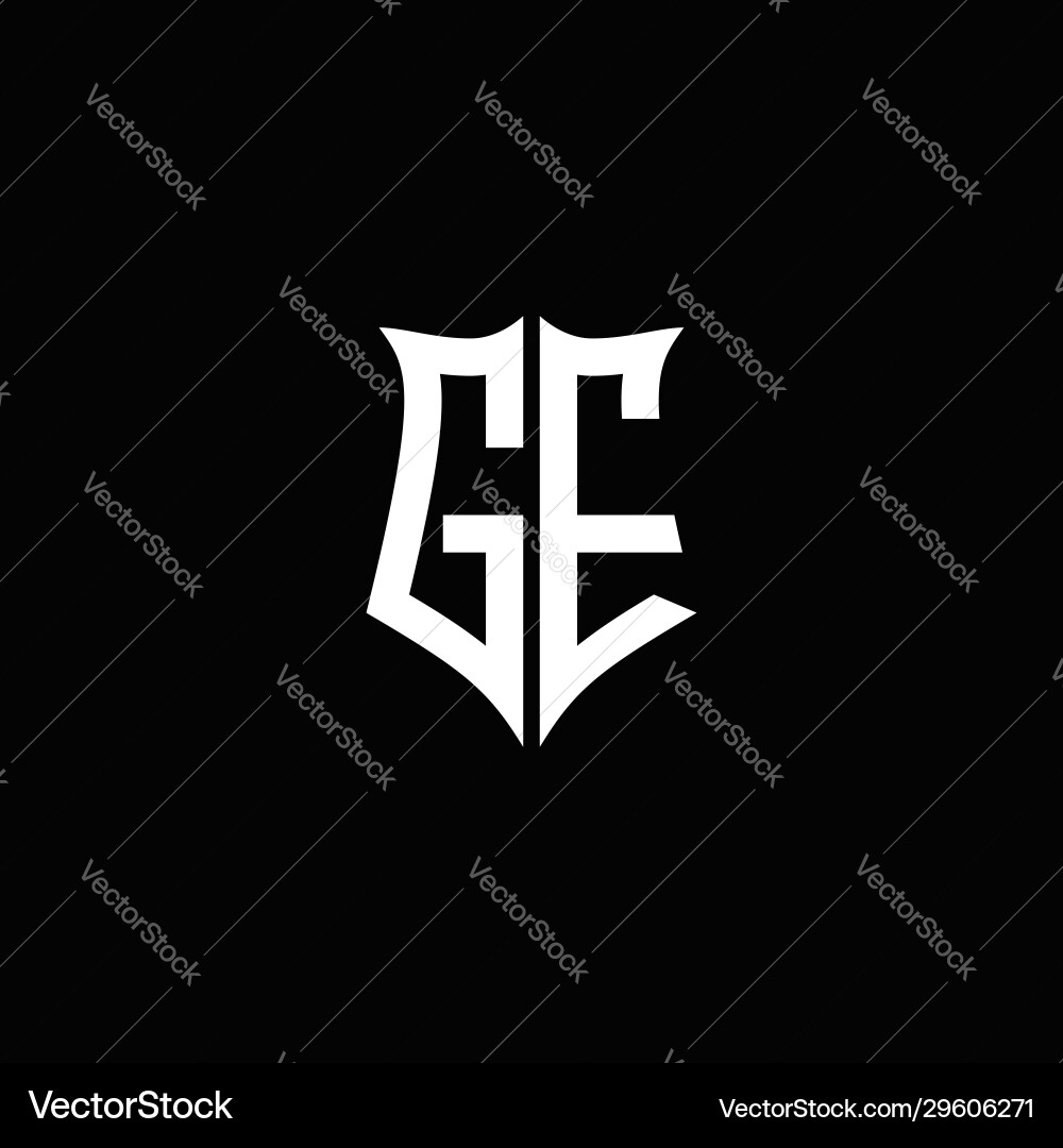 Ge monogram letter logo ribbon with shield style Vector Image