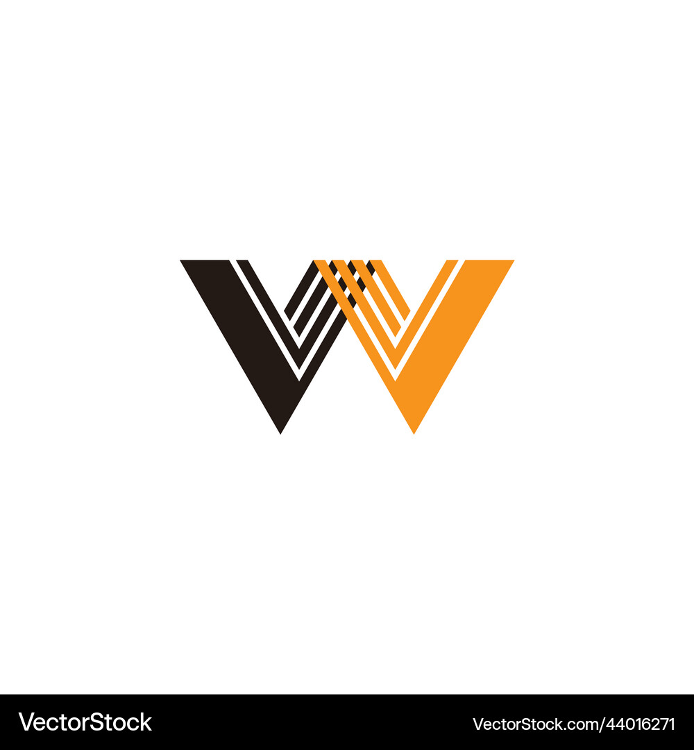 Letter wv stripes triangles colorful logo Vector Image