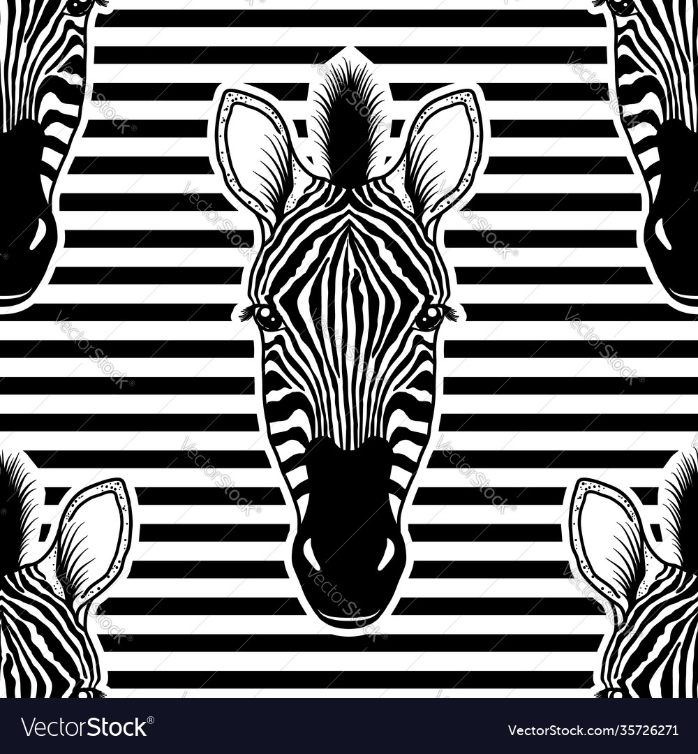 Pattern with zebra head Royalty Free Vector Image