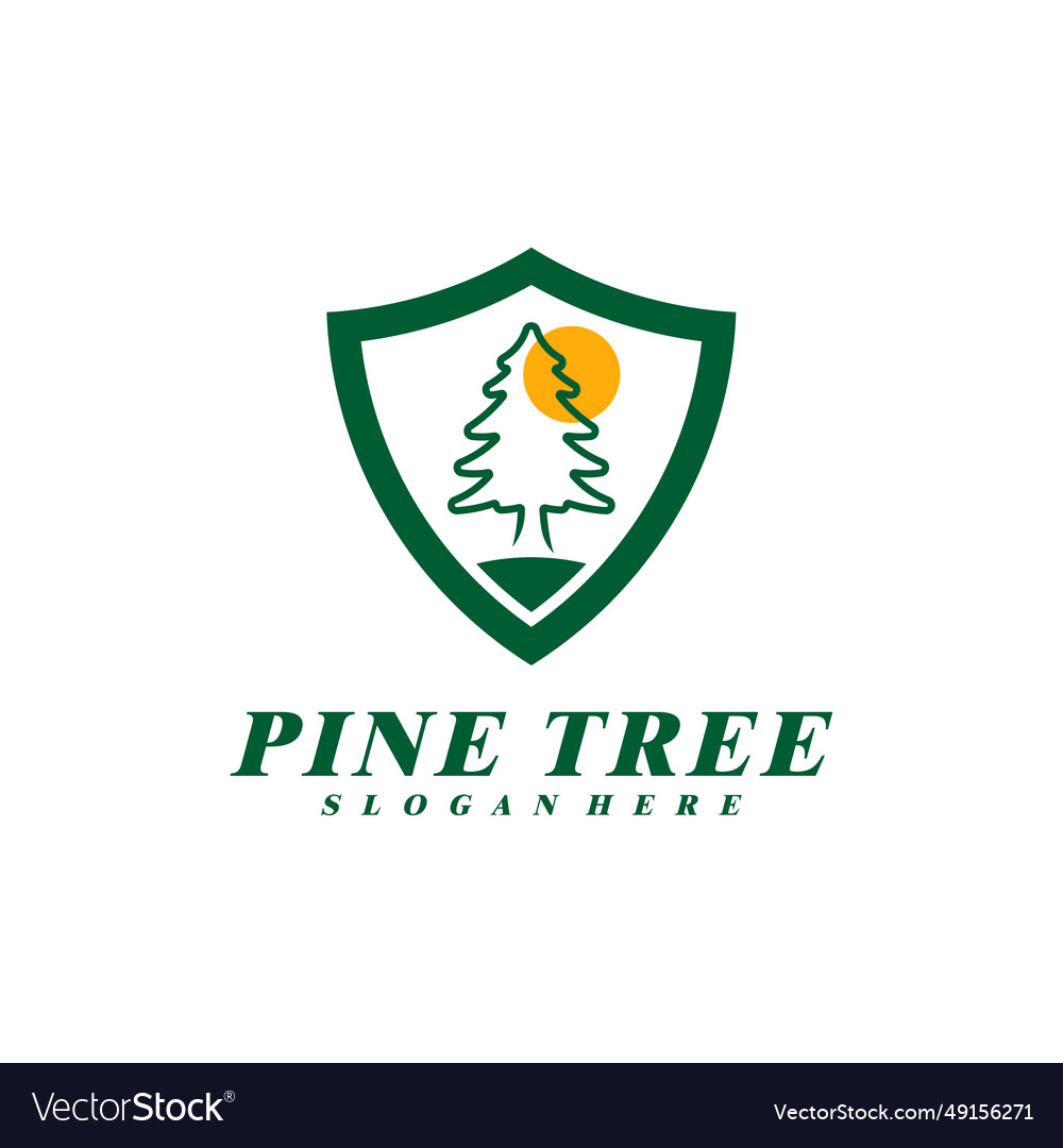 Pine tree with shield logo design creative Vector Image