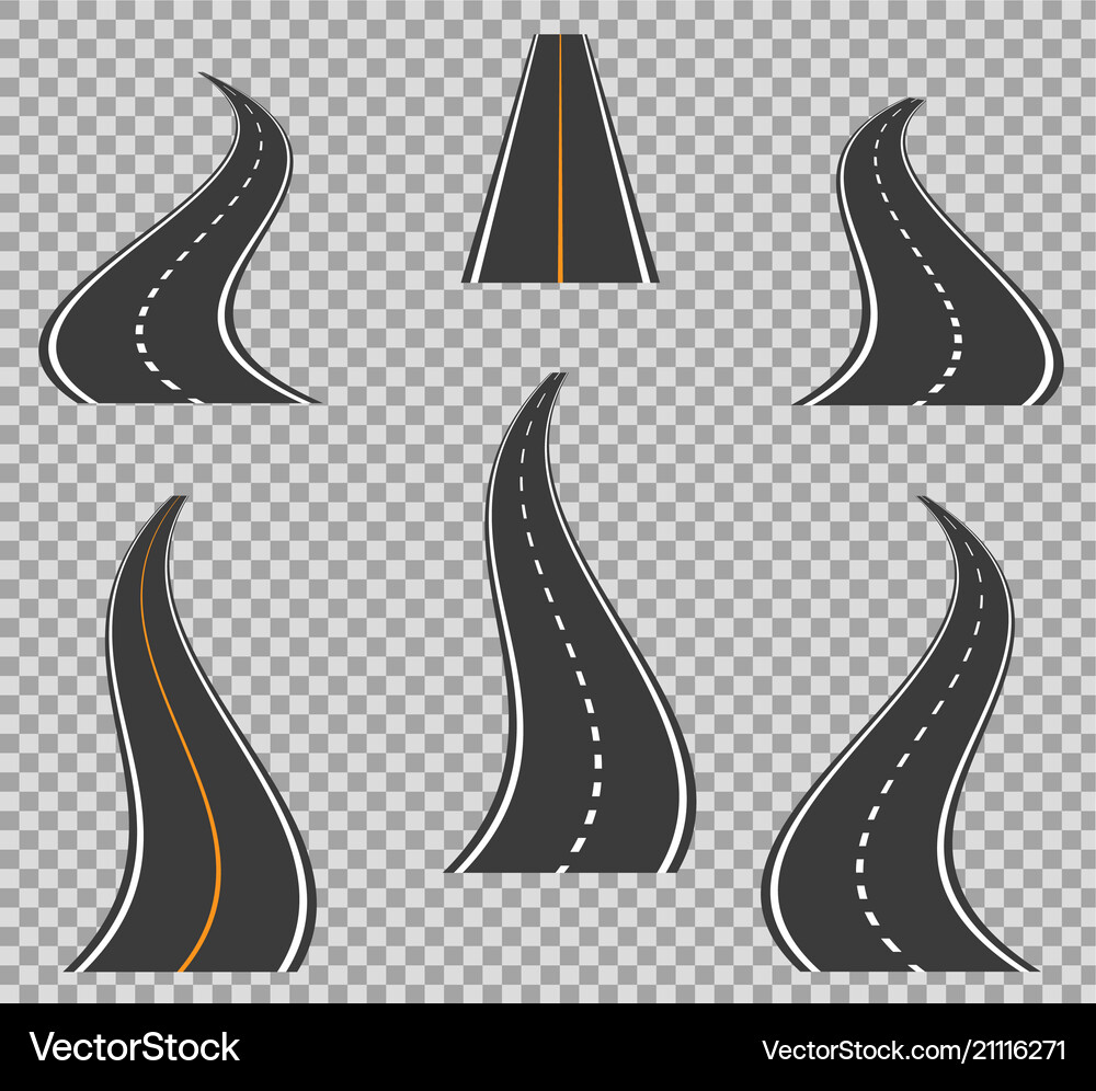 Road icons footpath bending and high ways Vector Image