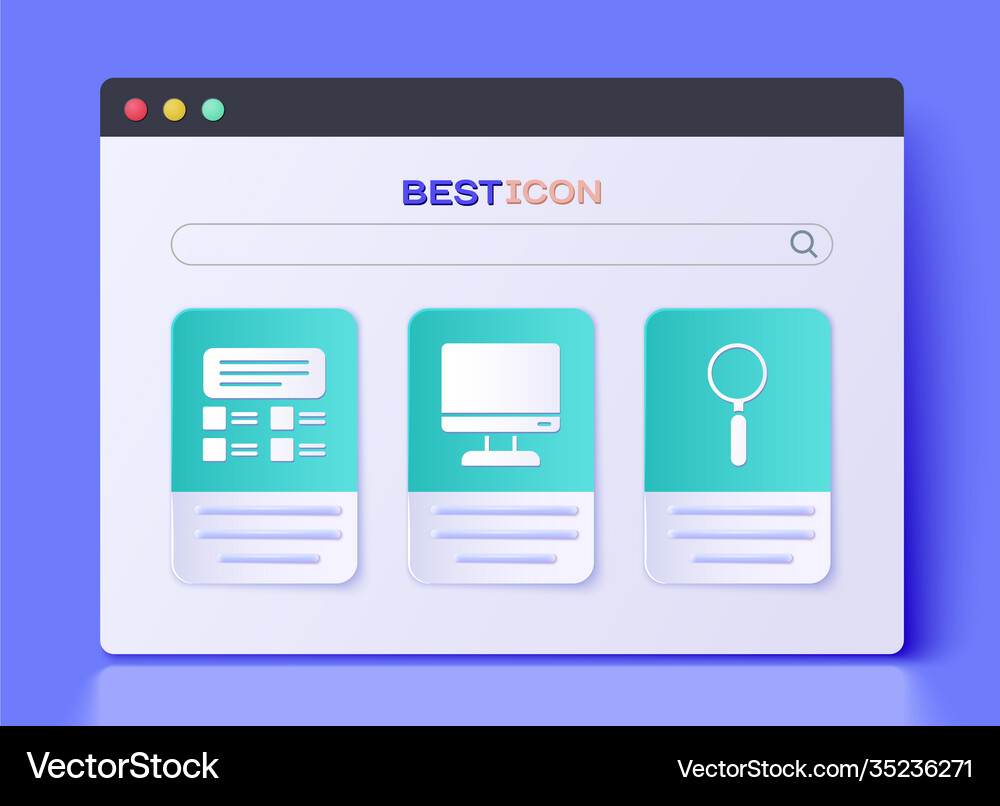 Set computer monitor screen online quiz test Vector Image