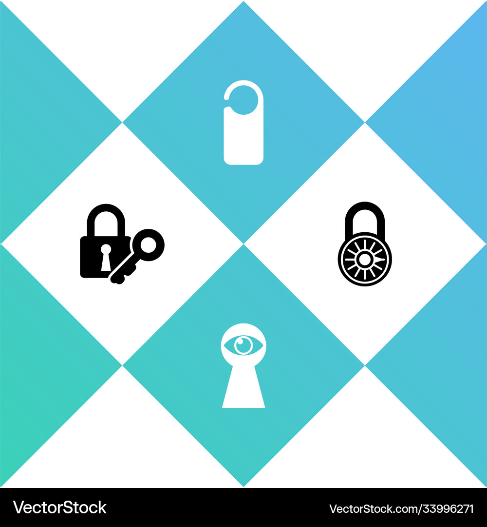 Set lock and key keyhole with eye please do Vector Image
